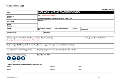 Manual Handling Safe System Of Work Template At Alden Johnson Blog