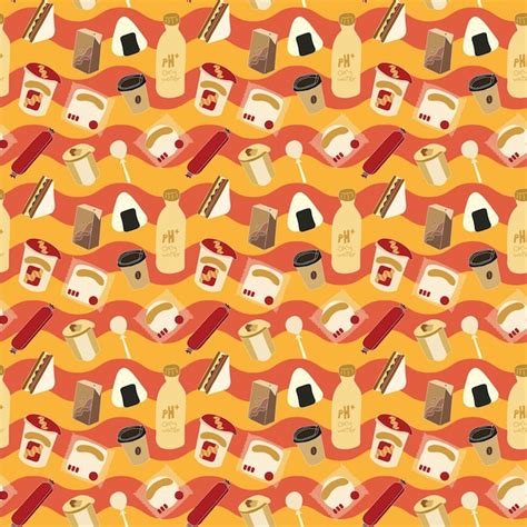 원활한 편의점 음식과 음료 배경 벽지 프리미엄 벡터