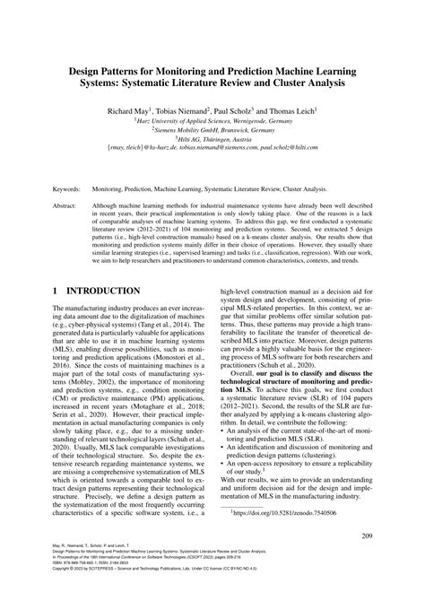 Pdf Design Patterns For Monitoring And Prediction Machine Learning Systems Systematic