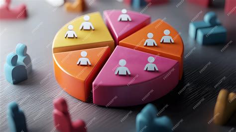Colorful Pie Chart With Human Icons Representing Business Segmentation And Data Analysis