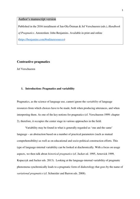 Pdf Contrastive Pragmatics