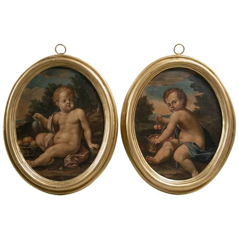 Boucher Styled Cherub Or Putti Frolicking Oil On Canvas For Sale At StDibs