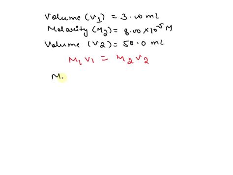 SOLVED Determine The Final Concentration Of A Solution Made By Diluting ML Of An X