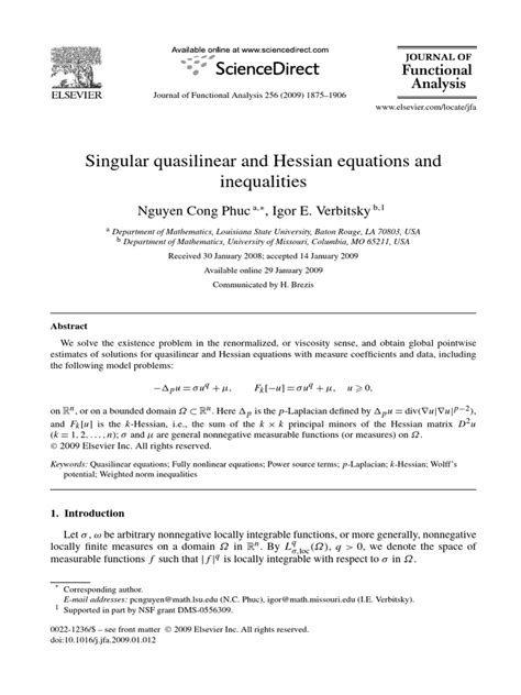 Singular Quasilinear And Hessian Equations And Inequalities Pdf