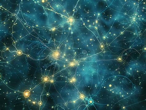 Interconnected Nodes Abstract Background Matrix In Blue Tones Stock