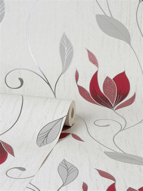 M1718 Synergy Ruby Floral Wallpaper By Fine Décor