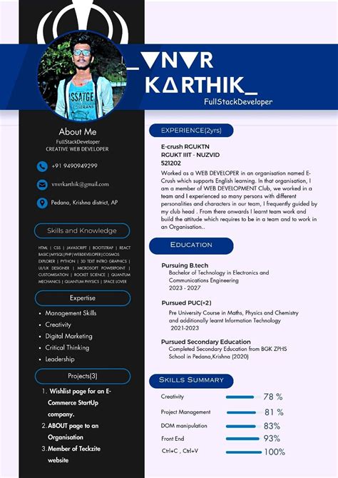 Vnvr Karthik On Linkedin Resume Resume Comment