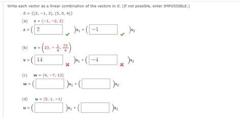 Write Each Vector As A Linear Combination Of The