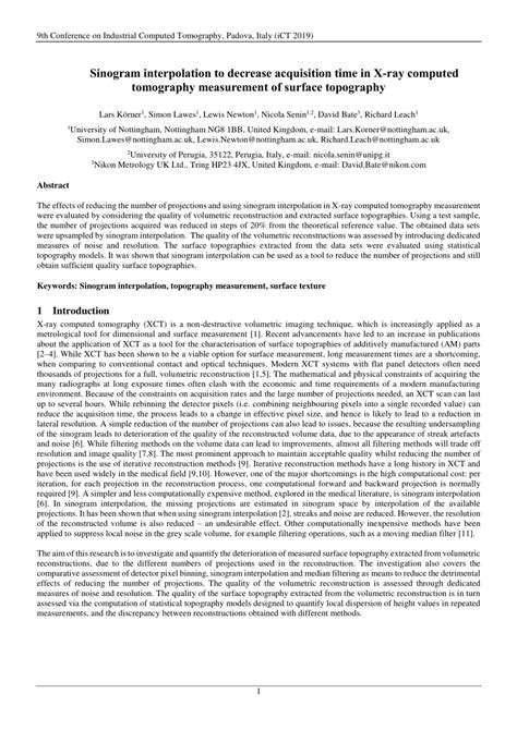 Pdf Sinogram Interpolation To Decrease Acquisition Time In X Ray