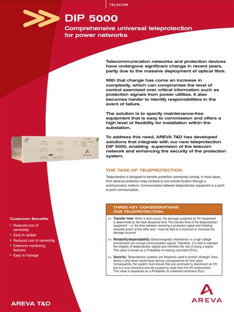 Dip5000 Inter Trip Relay Areva Pdf Telecommunication Computer Network