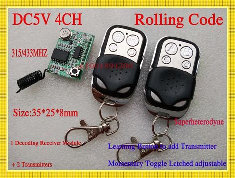 Buy Hcs301 Rolling Code Transmitter Receiver Module Dc 5v 4ch Ttl Encoding