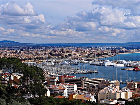 배경 화면 스페인 팔마 항구 바다 요트 도시 구름 1920x1200 그림 이미지