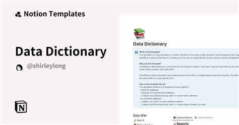 Data Dictionary Template Notion Marketplace