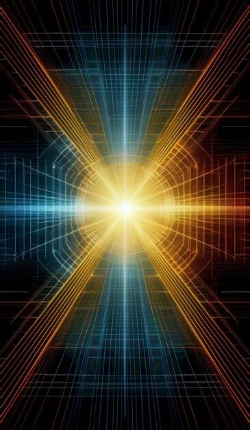 Concentric Circles Glowing Light Dark Background Circuitry Premium Ai Generated Image