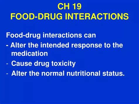 Ppt Ch 19 Food Drug Interactions Powerpoint Presentation Free
