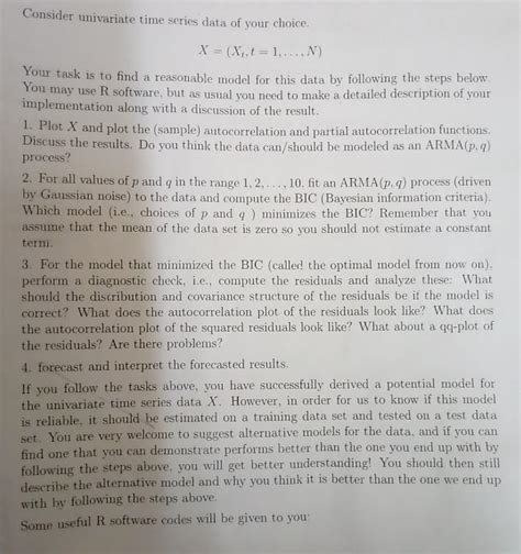 Solved Consider Univariate Time Series Data Of Your Choice