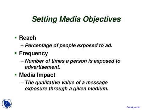 Setting Media Objectives Marketing Lecture Slides Docsity