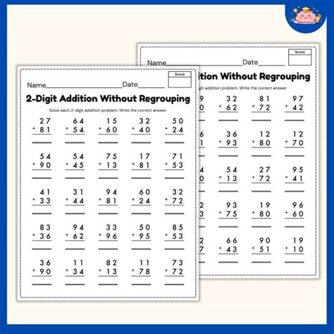 2 Digit Addition No Regrouping Worksheets Double Digit Addition No