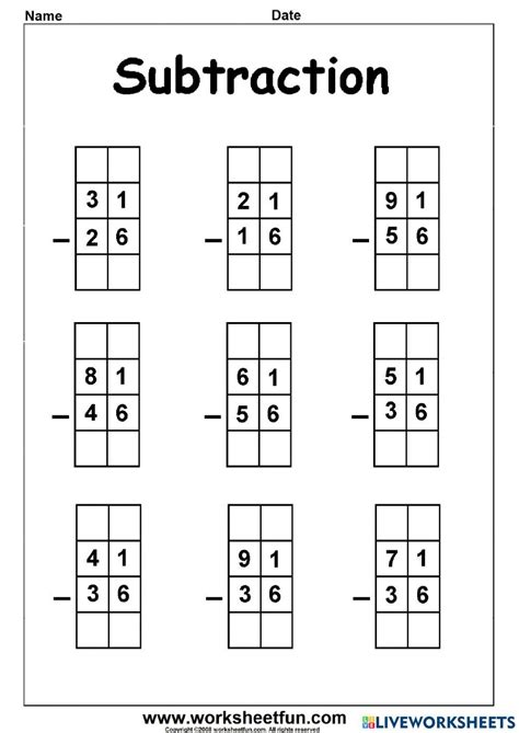 Double Digit Subtraction With Regrouping Worksheet Live Worksheets
