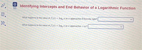 Solved S Identifying Intercepts And End Behavior Of A Logarithmic Function What Happens To The