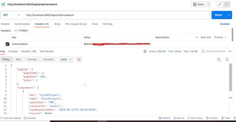 when i am hitting sonarqube api in postman it is working fine but not
