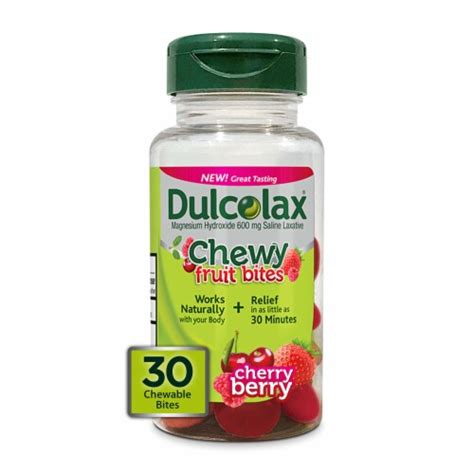 Dulcolax Chewy Fruit Bites Saline Laxative Cherry Berry Chewables 30 Ct