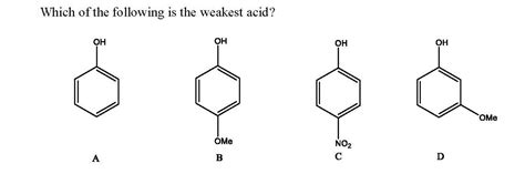 Solved Which Of The Following Is The Weakest Acidabc