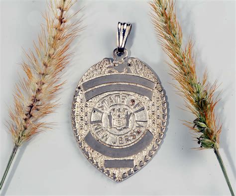Engravable New Jersey Police Badge In Sterling Silver