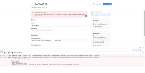 Unable To Connect SAP Hana DB In Retool Tried In Other Application And Like DBevear Toad And