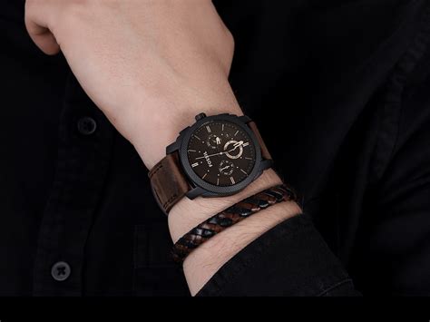 Fossil Fs5251set Machine Brown Leather Strap T Set 42mm