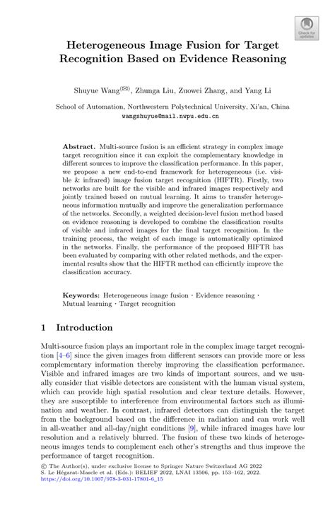 Pdf Heterogeneous Image Fusion For Target Recognition Based On