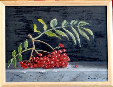 Картины маслом ветка рябины — купить по низкой цене на Яндекс Маркете