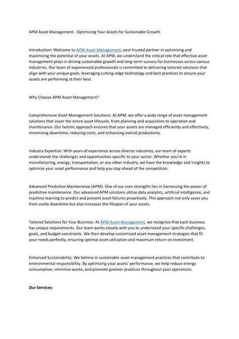 Ppt Apm Asset Management Powerpoint Presentation Free Download Id 12361978