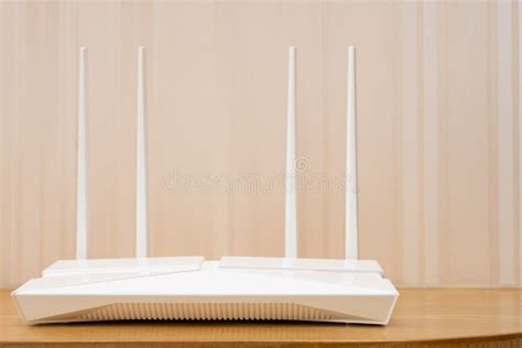 White Wifi Router On A Table Stock Image Image Of Communication Speed