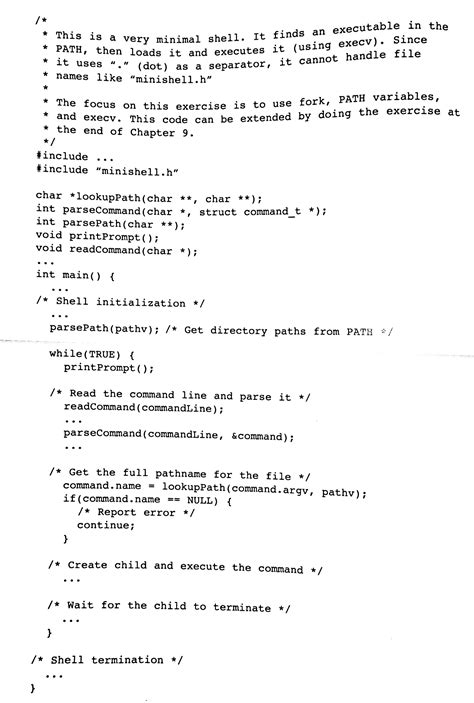 I Am Trying To Design A Simple Linux Shell In C It Chegg Com