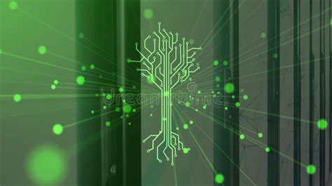 Animation Of Digital Tree Circuit Glowing Green Lights On Dark Background Stock Video Video Of