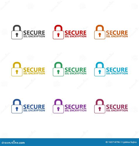 Secure Internet Connection SSL Color Icon Set Isolated On White Background Stock Illustration