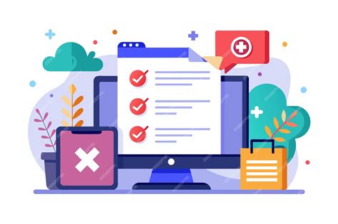 Premium Vector Computer Screen Displaying A Check Mark Symbol Indicating Completion Or