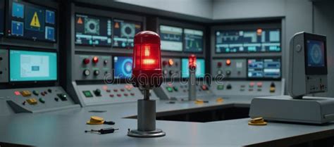 Security System Alert Flashing Siren Sounding Within Control Room