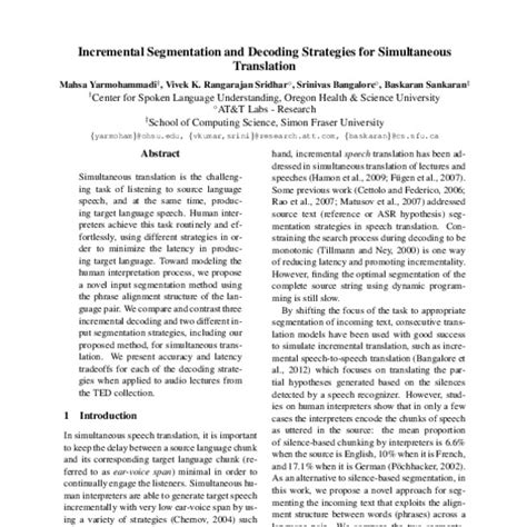 incremental segmentation and decoding strategies for simultaneous