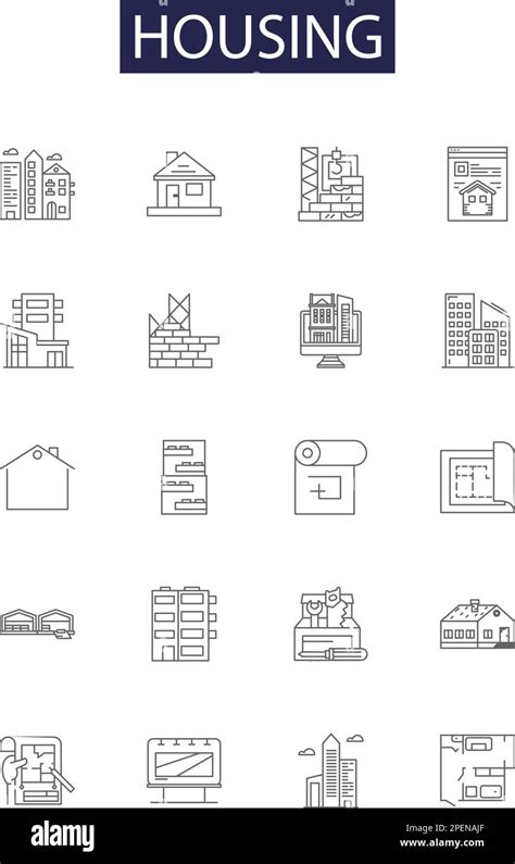 Housing Line Vector Icons And Signs Residence Townhouse Home Shack
