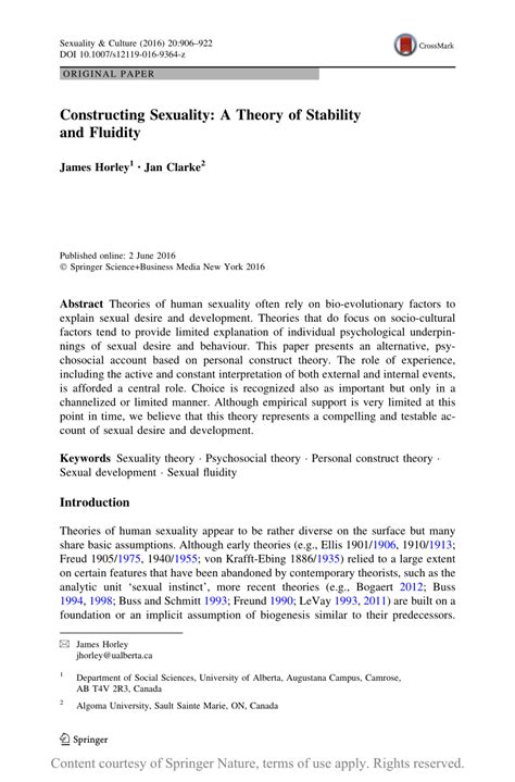 Constructing Sexuality A Theory Of Stability And Fluidity Request PDF