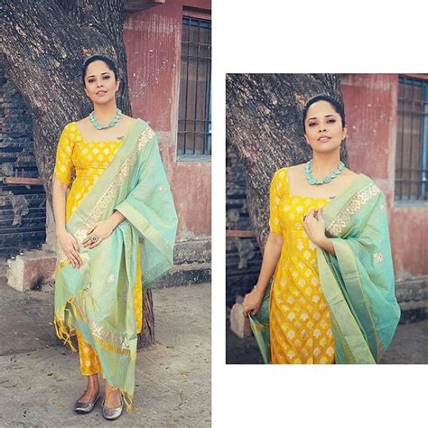 Anasuya Bharadwaj Long Dress Design Diy Wedding Dress Patterns Contrast Dress