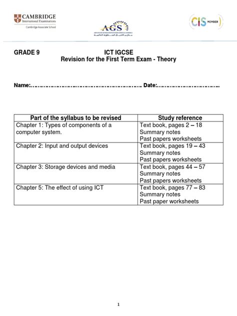 Grade 9 Ict Theory Revision Pdf Computer Monitor Graphical User Interfaces