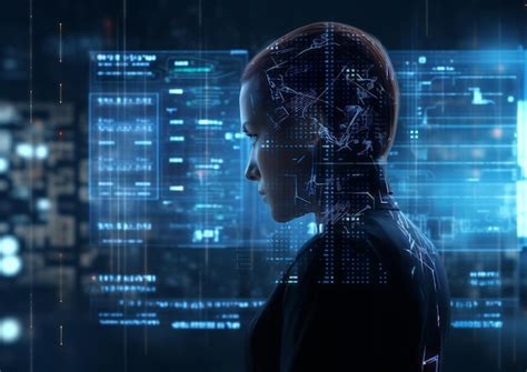 Premium Photo Human Face Connected To Digital Data And Codes