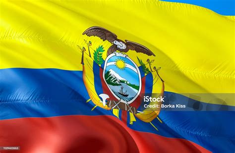 에콰도르 국기입니다 3d는 깃발 디자인을 흔들며 에콰도르의 국가 상징 3d 렌더링 에콰도르 배경 벽지의 국가 상징입니다 남아메리카 국기 3d 리본 벽지 패턴 배경 N 0명에