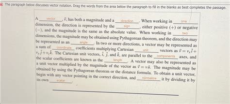 solved the paragraph below discusses vector notation drag