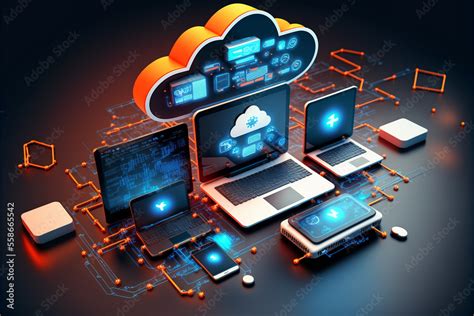 Cloud Technology Concept Data Center Concept Modern Cloud Technologies Neon Colors Cyber