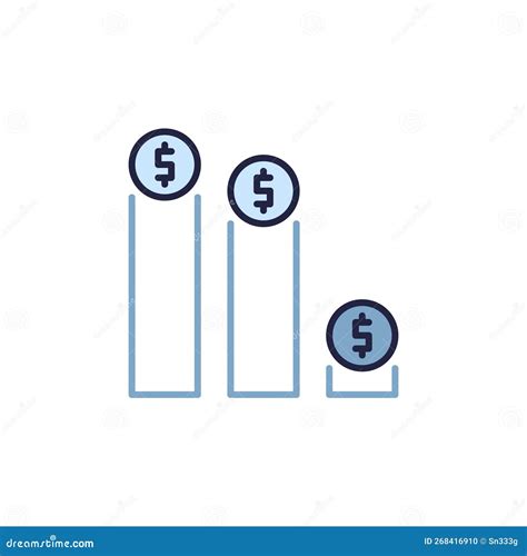Devaluation Chart With Dollar Coins Vector Currency Value Lowering Colored Icon Stock Vector