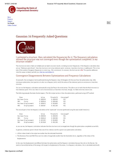 Gaussian 16 Frequently Asked Questions Pdf Density Functional